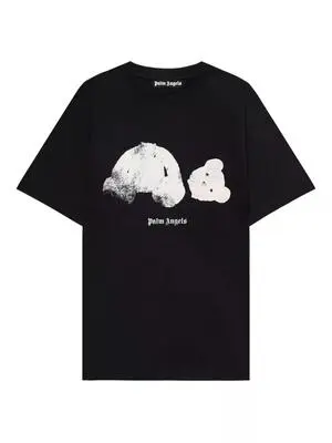 Palm Angels Spray Broken Bear Graphic T-shirt - Black