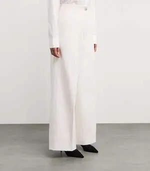 Brioni Cotton-silk Wide-leg Trousers