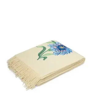 Loretta Caponi Virgin Wool Cornflower Throw