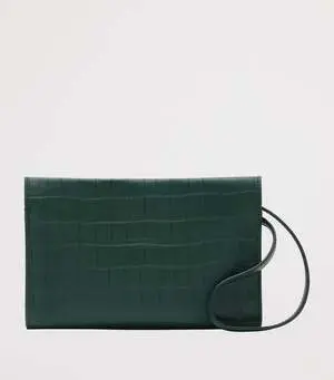 Burberry Lambskin Croc-embossed Cotswolds Pouch