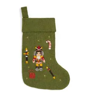 SHIRLEY BREDAL Wool Nutcracker Stocking - Green