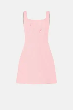 EMILIA WICKSTEAD Larvall Dress In Sorbet Wool Crepe - Pink