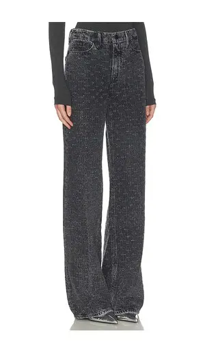Good American Good Skate Wide Leg Crystal Jeans