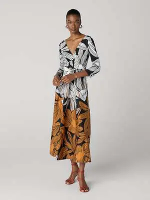 Diane Von Furstenberg Ballerina Wrap Dress - Tiger Lily Black