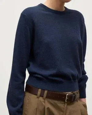 Johnstons Of Elgin Lunan Classic Cashmere Crew Jumper - Navy