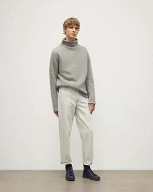 Johnstons Of Elgin Kester Marl Cashmere Funnel Neck Jumper - Blue