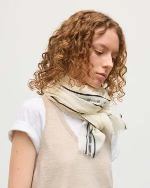 Johnstons Of Elgin Cyrus Float Edge Scarf - White