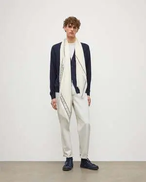 Johnstons Of Elgin Cyrus Float Edge Scarf - White