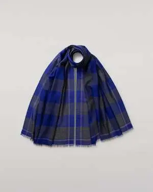 Johnstons Of Elgin Carnbee Large Gingham Cashmere Scarf - Navy