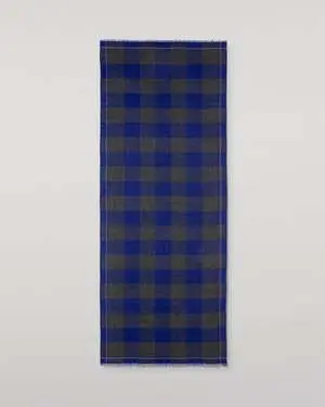 Johnstons Of Elgin Carnbee Large Gingham Cashmere Scarf - Navy