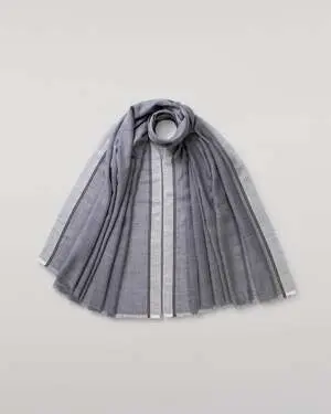 Johnstons Of Elgin Ives Chevron Border Cashmere Scarf - Grey