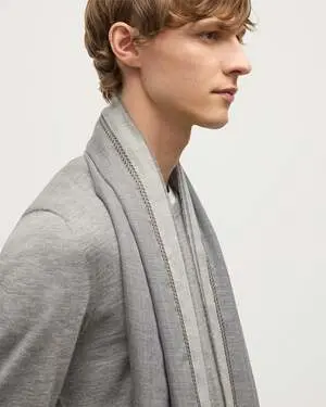 Johnstons Of Elgin Ives Chevron Border Cashmere Scarf