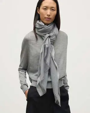 Johnstons Of Elgin Ives Chevron Border Cashmere Scarf