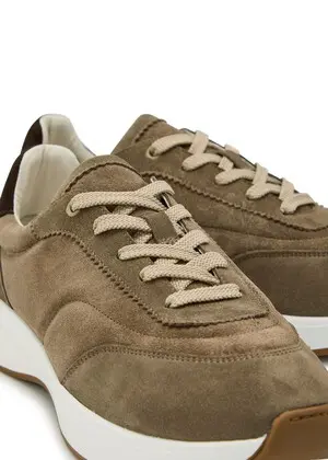 JUDE LLOW Maison Panelled Leather Sneakers - Taupe