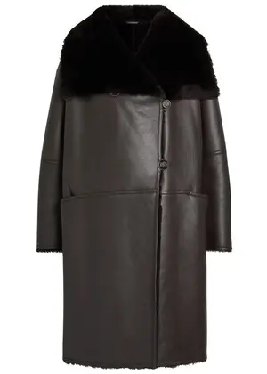 TOTEME Panelled Shearling Wrap Coat