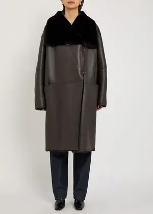 TOTEME Panelled Shearling Wrap Coat