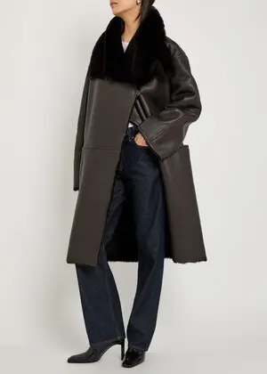 TOTEME Panelled Shearling Wrap Coat