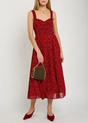 REFORMATION Lela Floral-print Georgette Midi Dress - Red