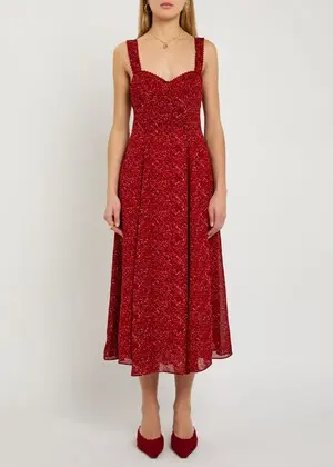 REFORMATION Lela Floral-print Georgette Midi Dress - Red