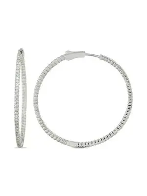 LB EXCLUSIVE 14k White Gold Diamond Hoop Earrings