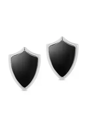 Mateo Onyx Shield Cufflinks - Silver