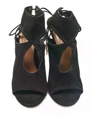 AQUAZZURA Suede Cut-out Stiletto Sandals - Black
