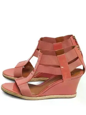 Fendi Leather Wedge Heel Sandals