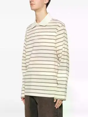 A.p.c. Striped Long-sleeve Polo Shirt - Neutrals