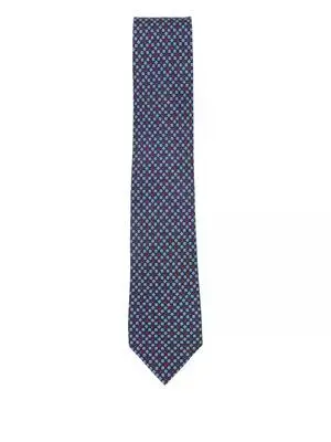 FERRAGAMO Floral-pattern Neck Tie - Blue