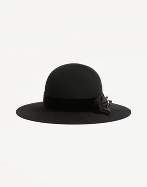 Valentino Garavani Vlogo Signature Hat In Lapin Fabric And Velvet - Black