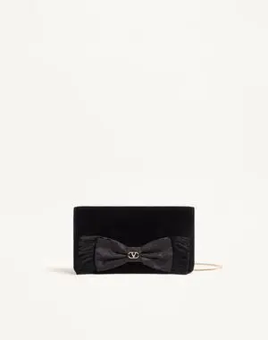 Valentino Garavani Vlogo Signature Mini Velvet Shoulder Bag - Black
