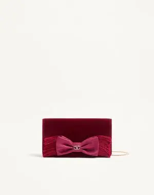 Valentino Garavani Vlogo Signature Mini Velvet Shoulder Bag - Maroon