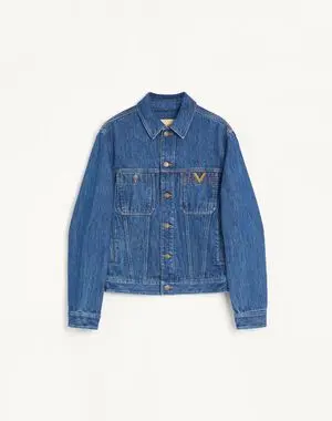 Valentino Garavani Denim Jacket With Vgold - Blue