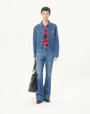 Valentino Garavani Denim Jacket With Vgold - Blue