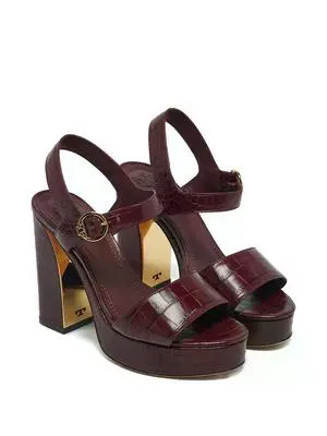 Tory Burch Crocodile Embossed Platform Sandals