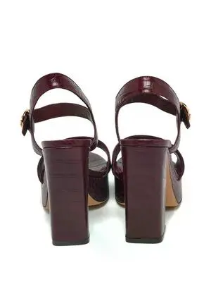 Tory Burch Crocodile Embossed Platform Sandals