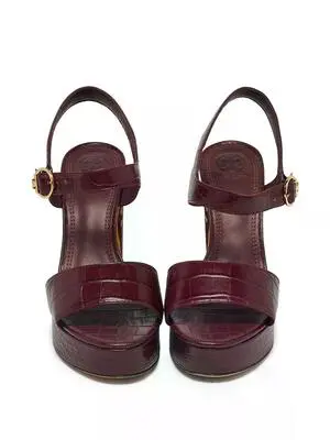 Tory Burch Crocodile Embossed Platform Sandals