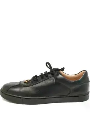 Women's Black Leather Low-Top Sneakers