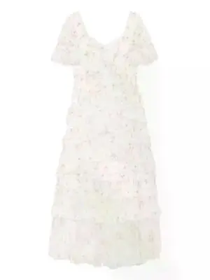 NEEDLE & THREAD Magnolia Ditsy Gown - White