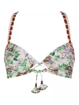 DEL MAAR Graphic-print Bikini Top - White