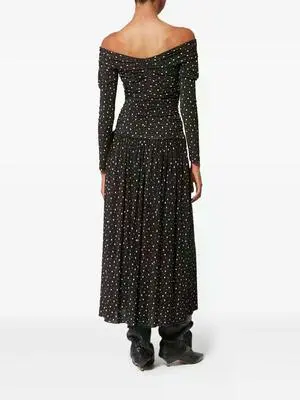 Isabel Marant Étoile Giovana Polka Dot Off-the-shoulder Jersey Maxi Dress - Black
