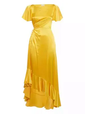 Yellow Silk Midi Dresses