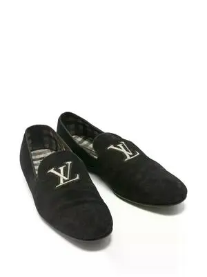 LOUIS VUITTON Embroidered Suede Loafers