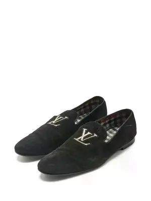 LOUIS VUITTON Embroidered Suede Loafers