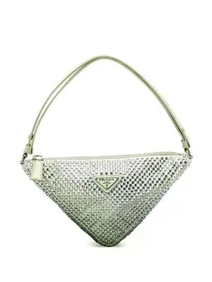 Prada Triangular Crystal Shoulder Bag - Green
