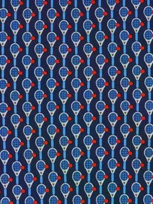 FERRAGAMO Silk Tennis Print Neck Tie - Blue