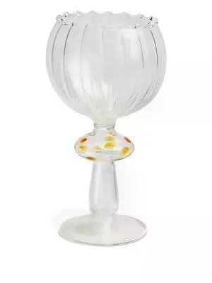 GOHAR WORLD Istanbul Ribbed Scalloped Wine Glass - White