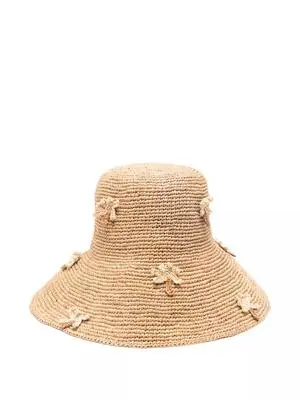 Alanui Palm Appliqué Wide Brim Hat - Neutrals