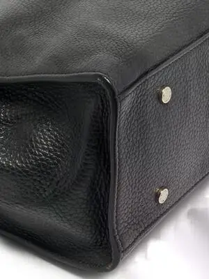 AIGNER Charm Chain Leather Tote Bag
