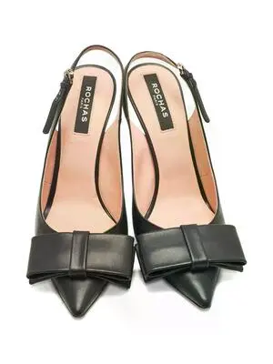 Rochas Leather Bow-detail Slingback Pumps